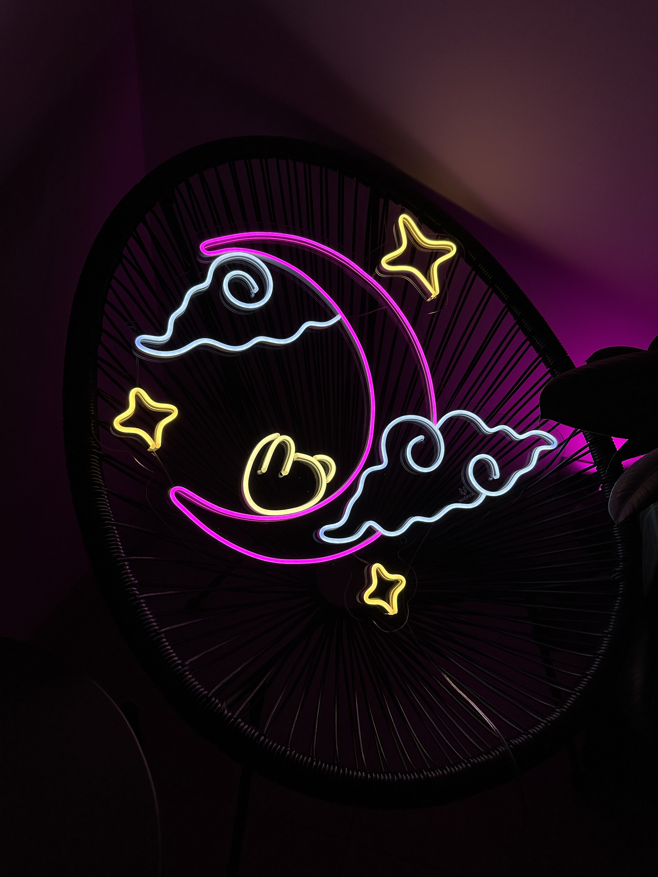Moon Cloud Star Neon Sign | Moon and Star Neon Sign | Rabbit on the ...