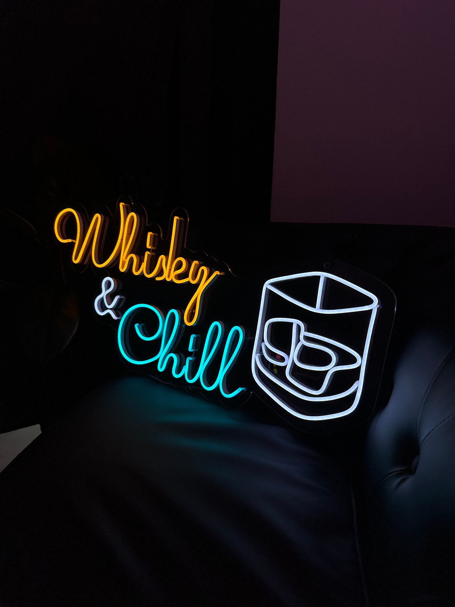 Whiskey and Chill Neon | Whisky Bar Neon Sign | Neon Sign Cocktails Bar ...
