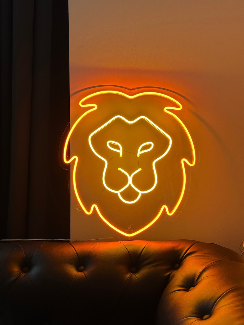 Lion Neon Sign | Art Neon Light Lion Head | Customizable Animal Neon ...