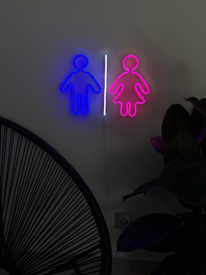 Male Women Toilet LED Light Neon Sign | WC Restroom Neon Sign | WC Door ...