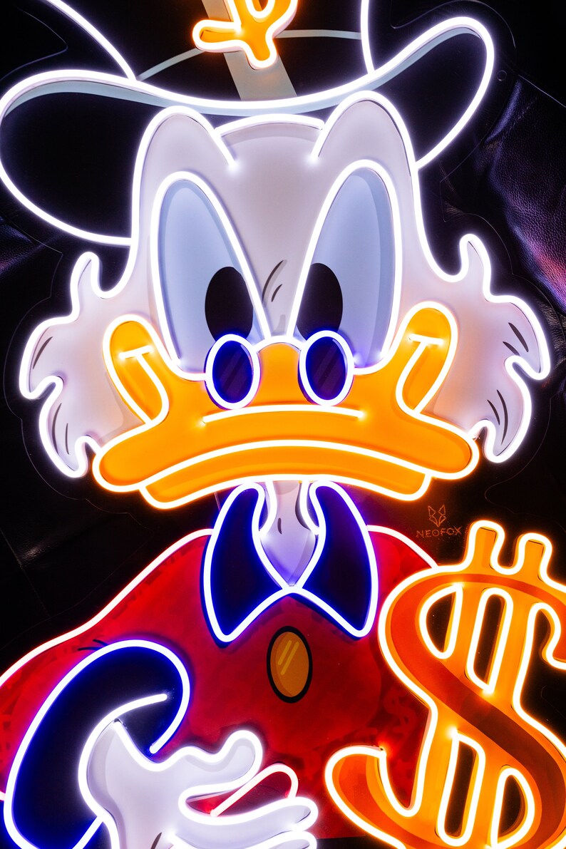 Money Duck Dollar Neon LED Acrylic Sign | Mcduck Money Bag | Duck ...