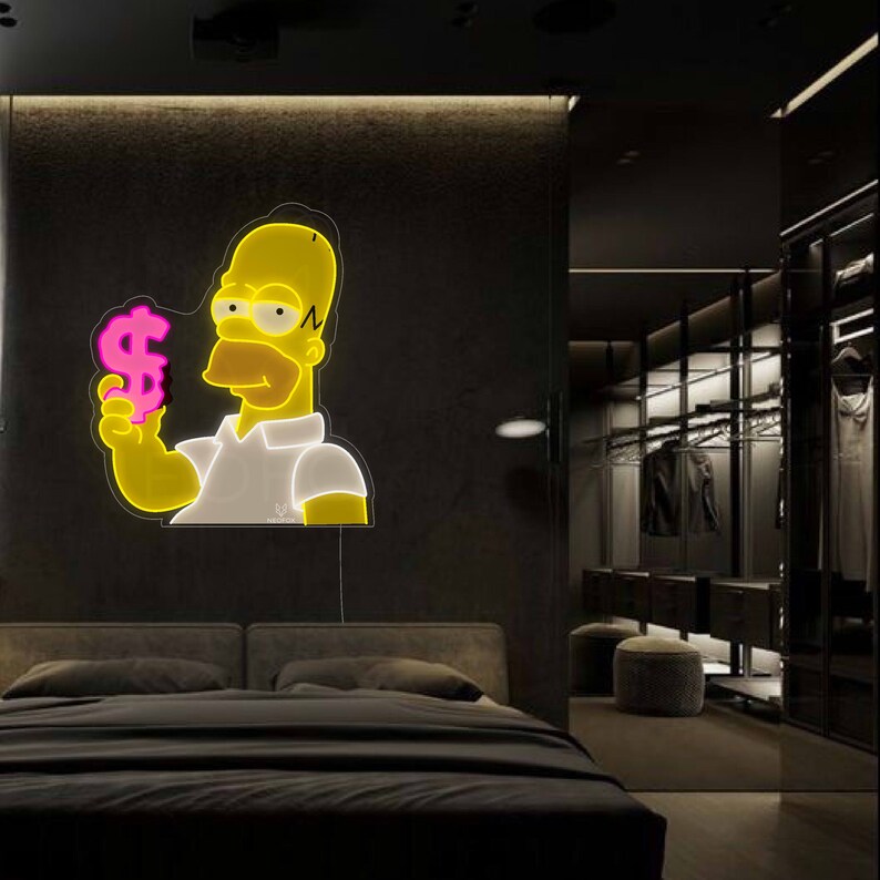 Cartoon Neon Sign the Simpsons | Homer Simpson Decor | Custom Neon ...