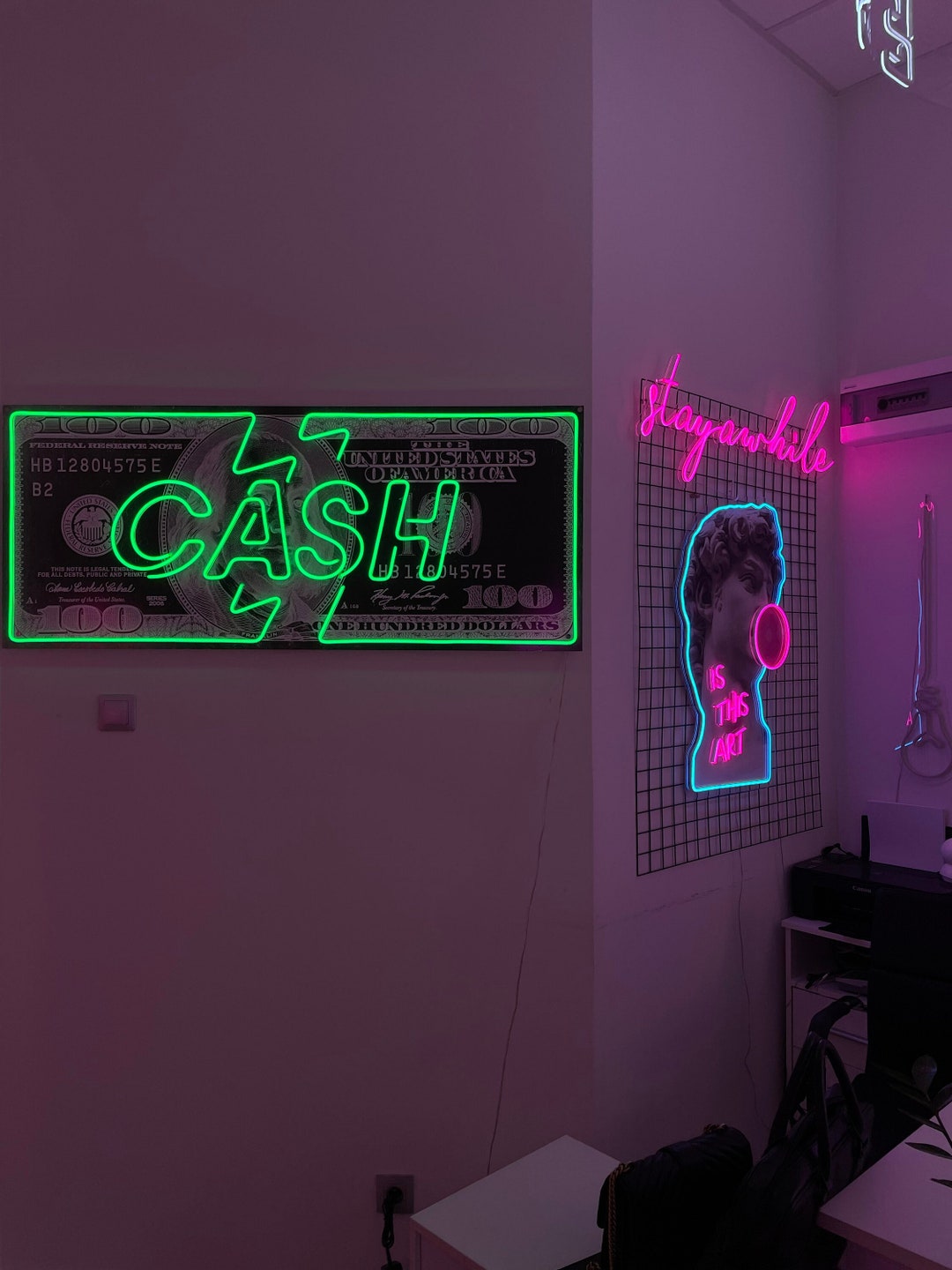 Art Neon Sign Cash | Cash Led Sign | Cash Neon Sign | Neon Dollar ...