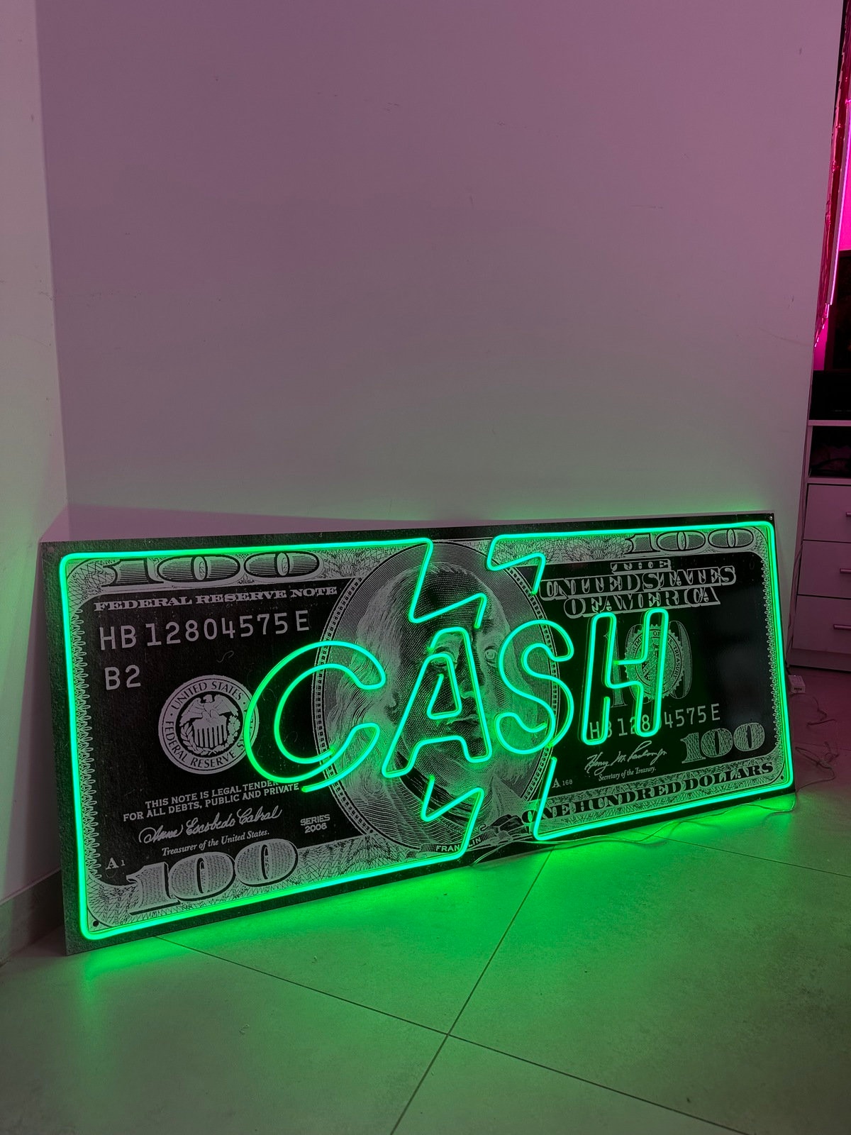 Art Neon Sign Cash | Cash Led Sign | Cash Neon Sign | Neon Dollar ...