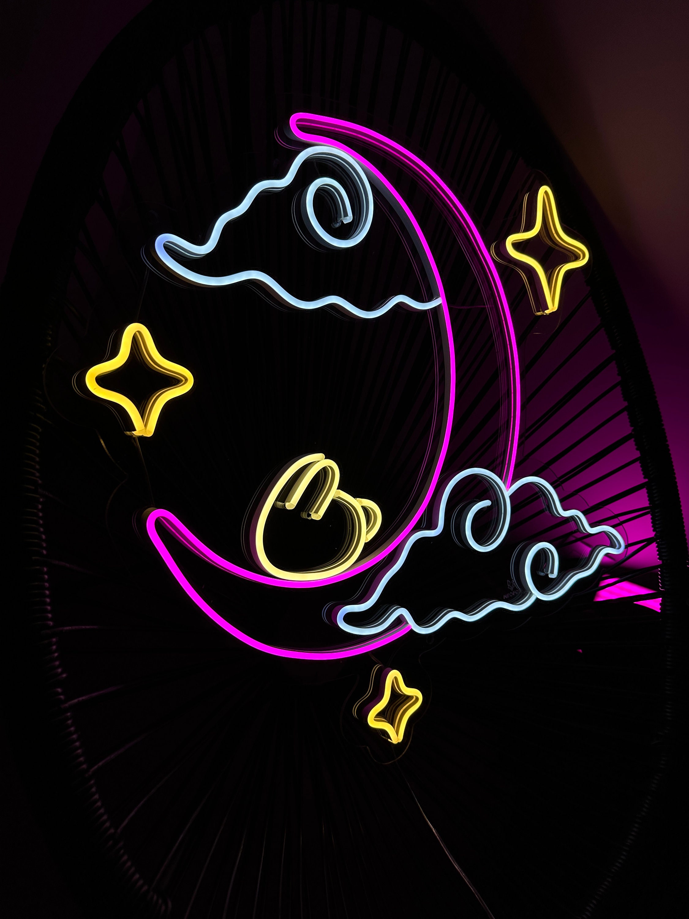 Moon Cloud Star Neon Sign | Moon and Star Neon Sign | Rabbit on the ...