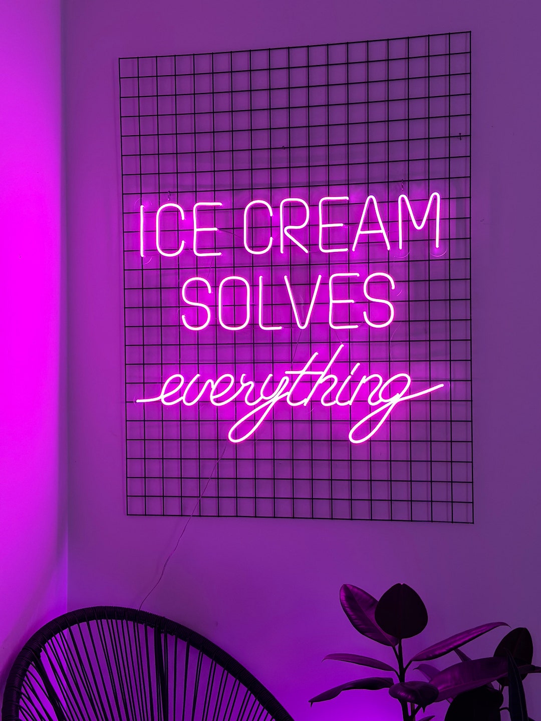 Ice Cream Solves Everything Neon Sign | Custom Neon LED Sign Wall Decor ...