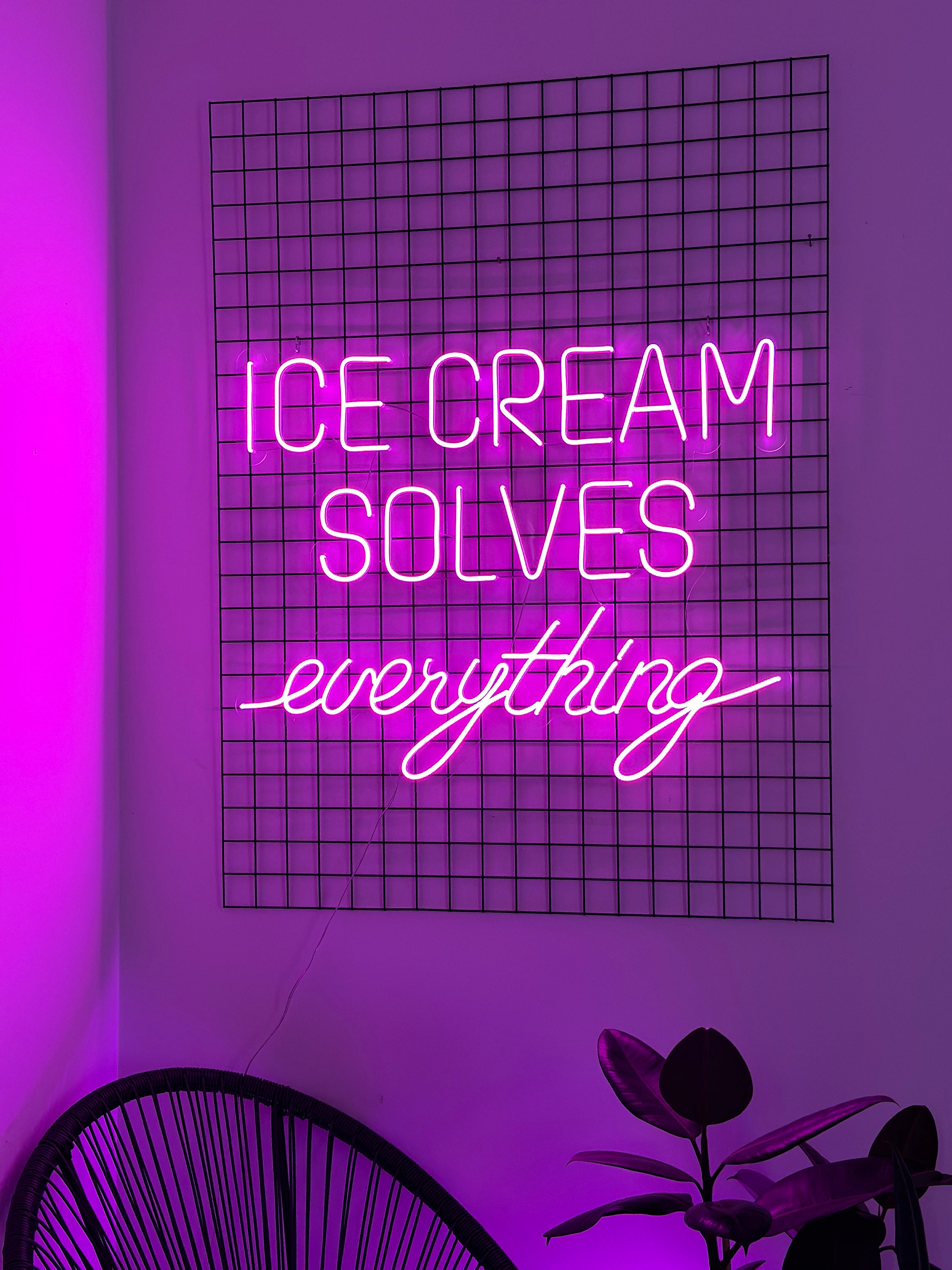 Ice Cream Solves Everything Neon Sign Custom Neon LED Sign Wall Decor ...
