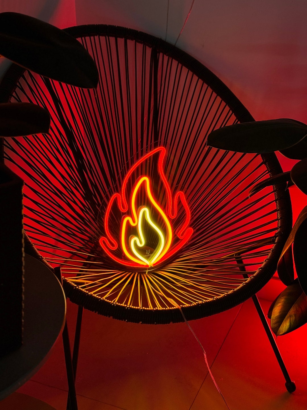 Fire LED Neon Sign | Flame Neon Wall Art | Fire Neon Sign | Fire Led ...