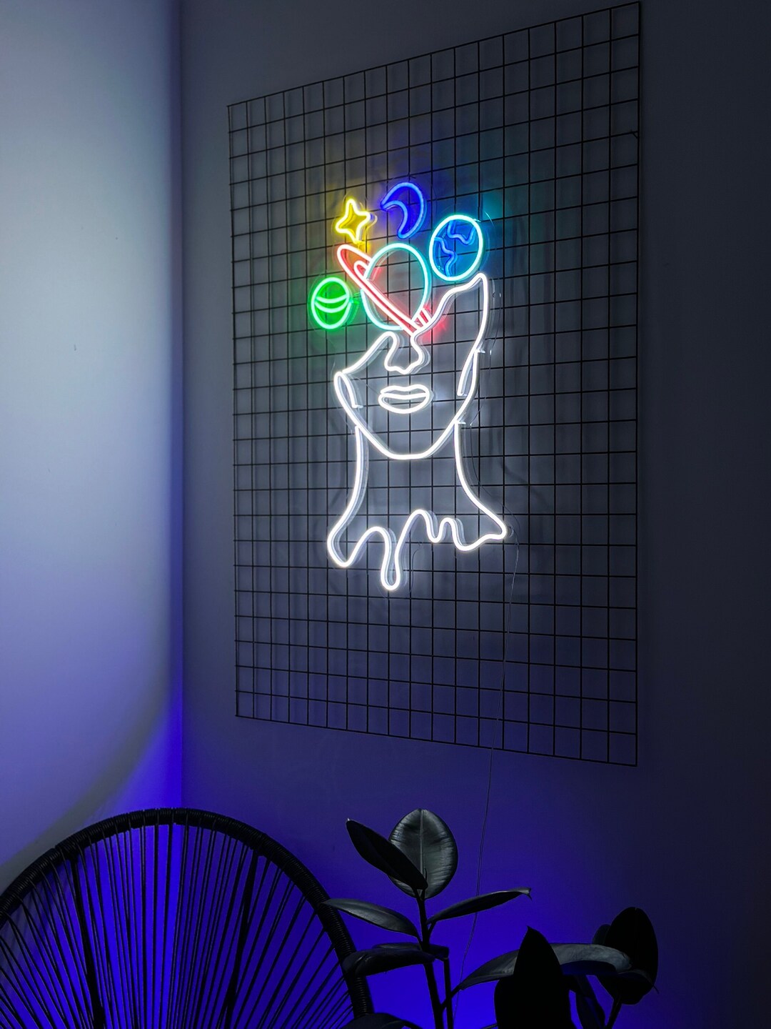 Galaxy Brain Neon Sign | Face Neon Planet | Galaxy Face LED Neon Sign ...
