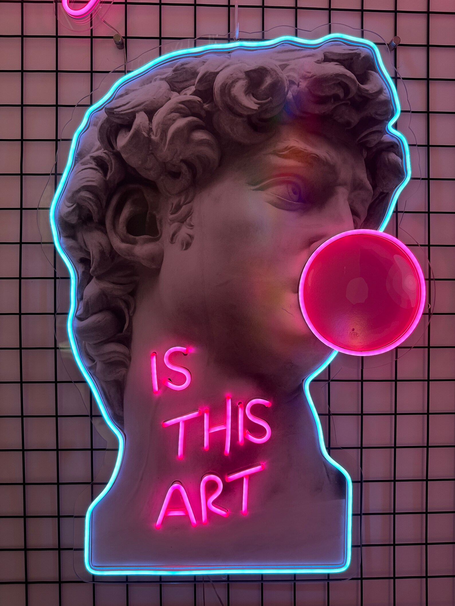 Is This Art Neon Sign David Bubble Gum Neon Sign Michelangelo's David ...