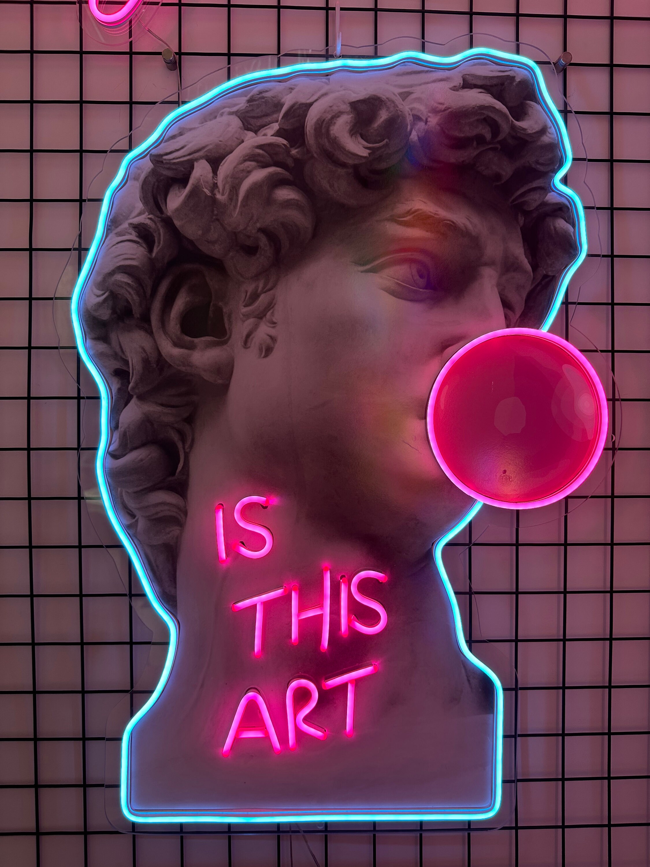 Is This Art Neon Sign David Bubble Gum Neon Sign Michelangelo's David ...