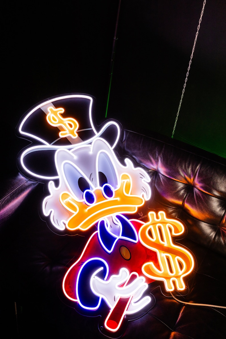 Money Duck Dollar Neon LED Acrylic Sign | Mcduck Money Bag | Duck ...