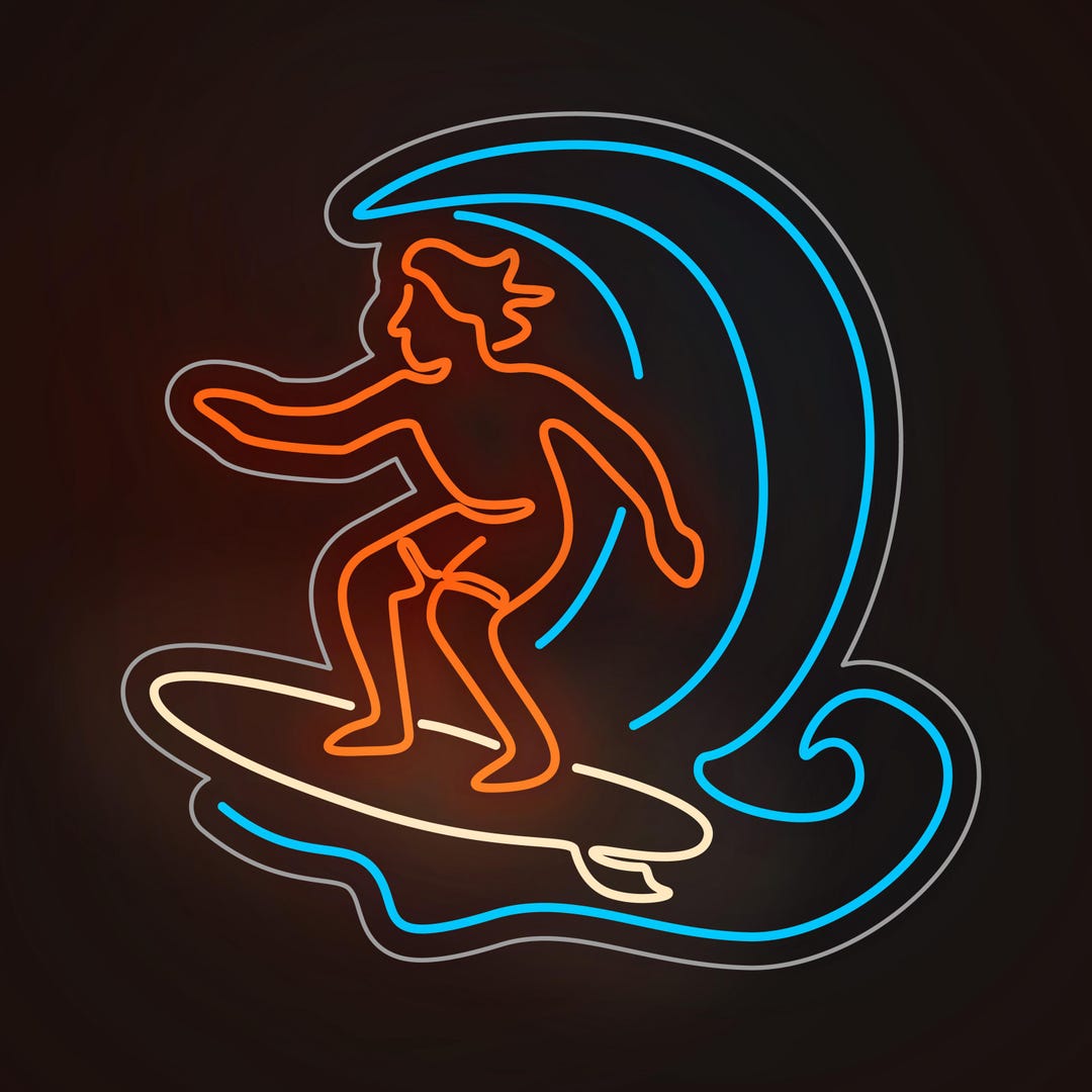 Surf Neon Sign | Surf Guy Neon | Surfer Wall Light | Neon Surf Decor ...