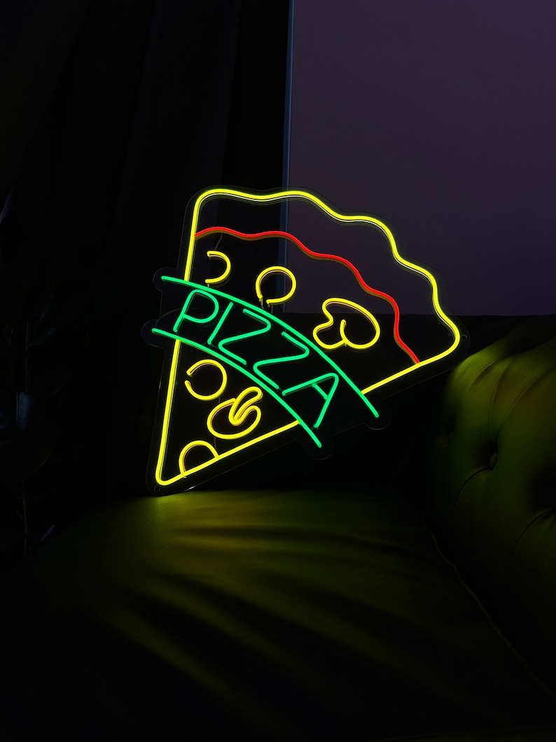Pizza Slice Led Sign Pizza Neon Sign Pizza Restaurant Decor Led Neon ...