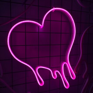 Dripping Heart Neon Sign | Pink Decor | Bedroom Decor Sign | Bleeding ...