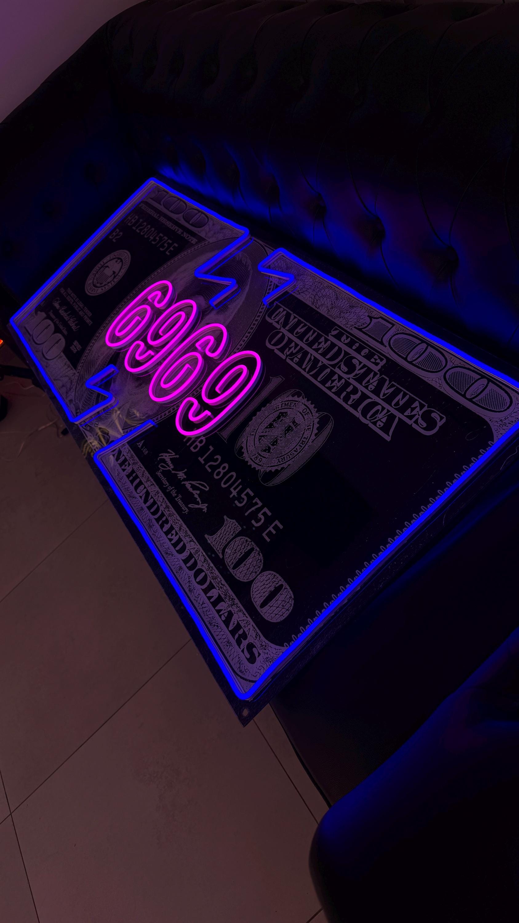 Art Neon Sign Cash | Cash Led Sign | Cash 6969 Neon Sign | Neon Dollar ...