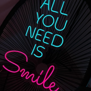 All You Need is Smile Neon Sign | Smile Neon Sign Wall Decor | Custom ...