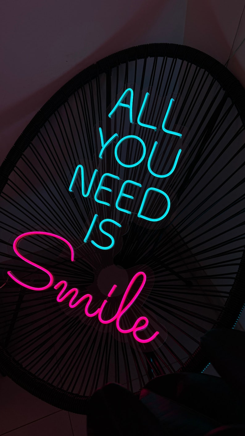 All You Need is Smile Neon Sign | Smile Neon Sign Wall Decor | Custom ...