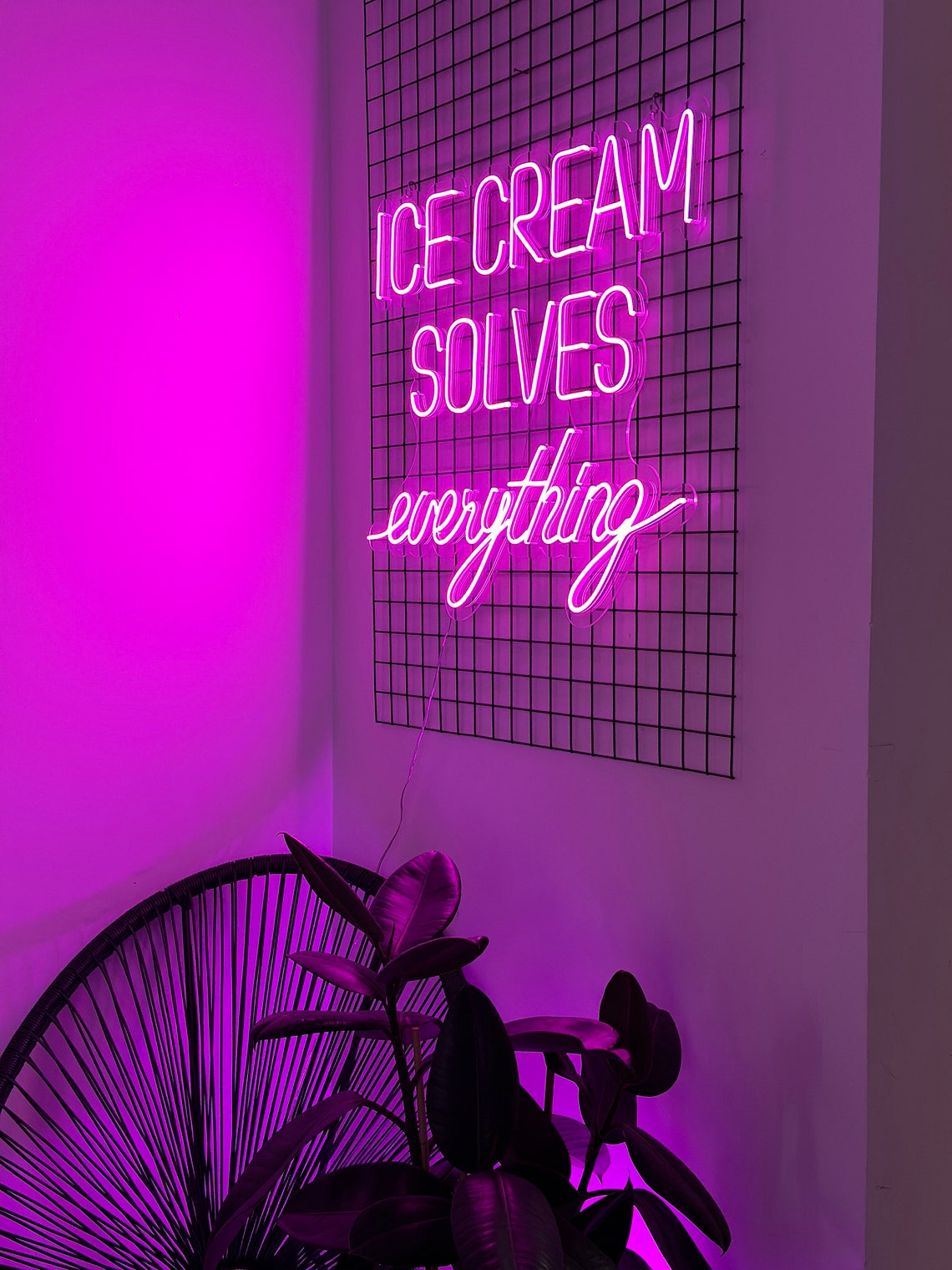 Ice Cream Solves Everything Neon Sign | Custom Neon LED Sign Wall Decor ...