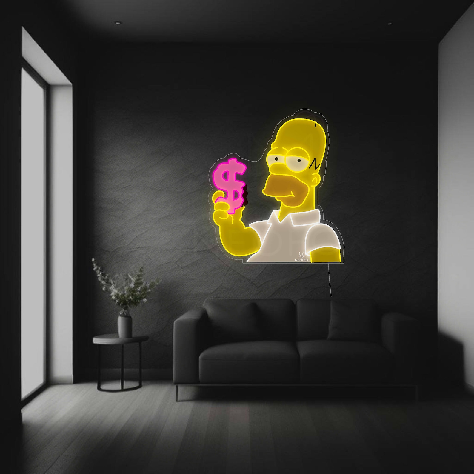 Cartoon Neon Sign the Simpsons | Homer Simpson Decor | Custom Neon ...