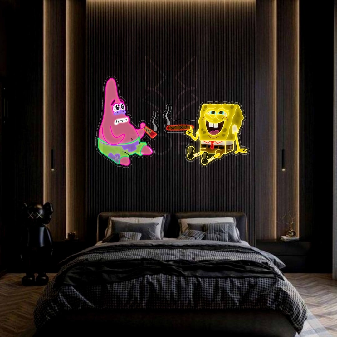 Characters Cartoons Neon Smoking Bob and Patrick Neon Sign - Etsy