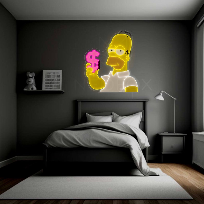 Cartoon Neon Sign the Simpsons | Homer Simpson Decor | Custom Neon ...