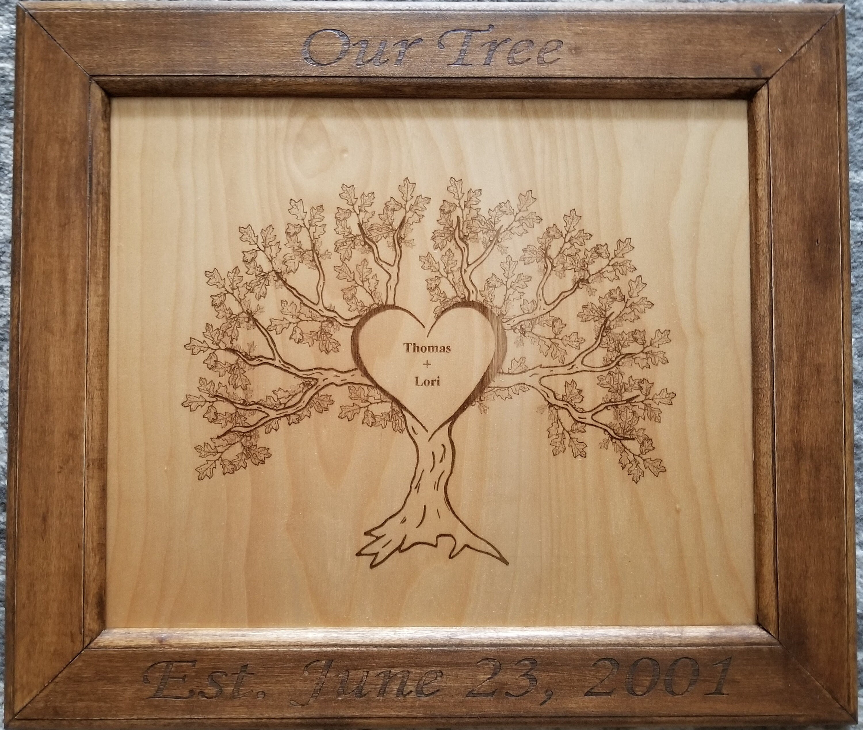 Rustic, Custom Hand Crafted, Laser Engraved, Marriage Tree With Custom ...