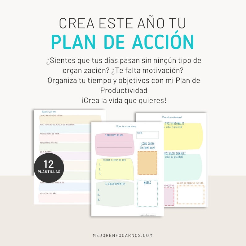 Plan de acción. Planificador. Imprimible. Planificador agenda editable ...