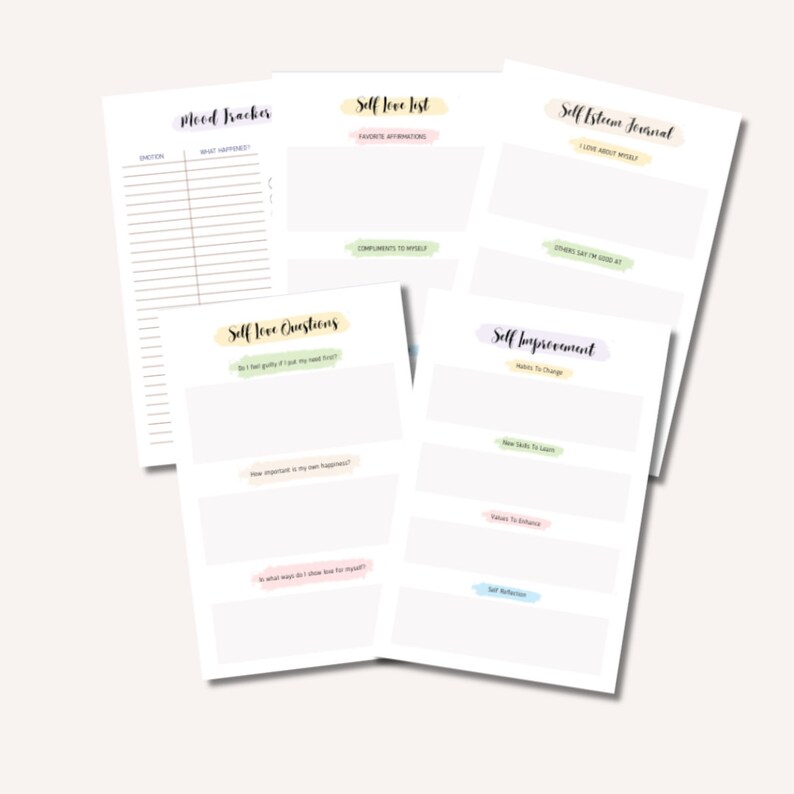 Self-care Planner Printable, Self-love Journal, Mental Health Worksheet ...