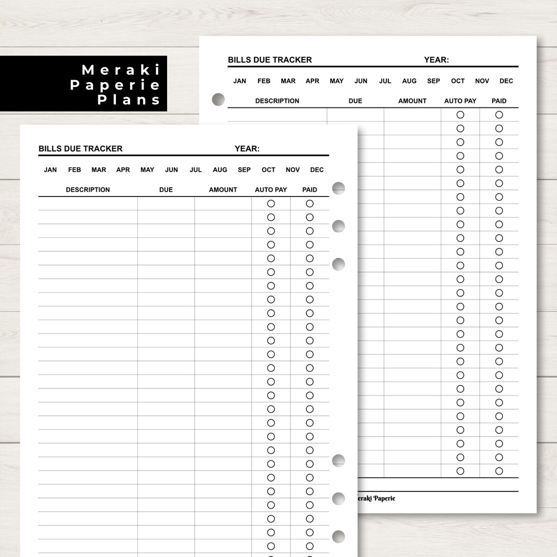 Monthly Bill Tracker, Bills Due Budget Planner, A5 Planner Inserts ...
