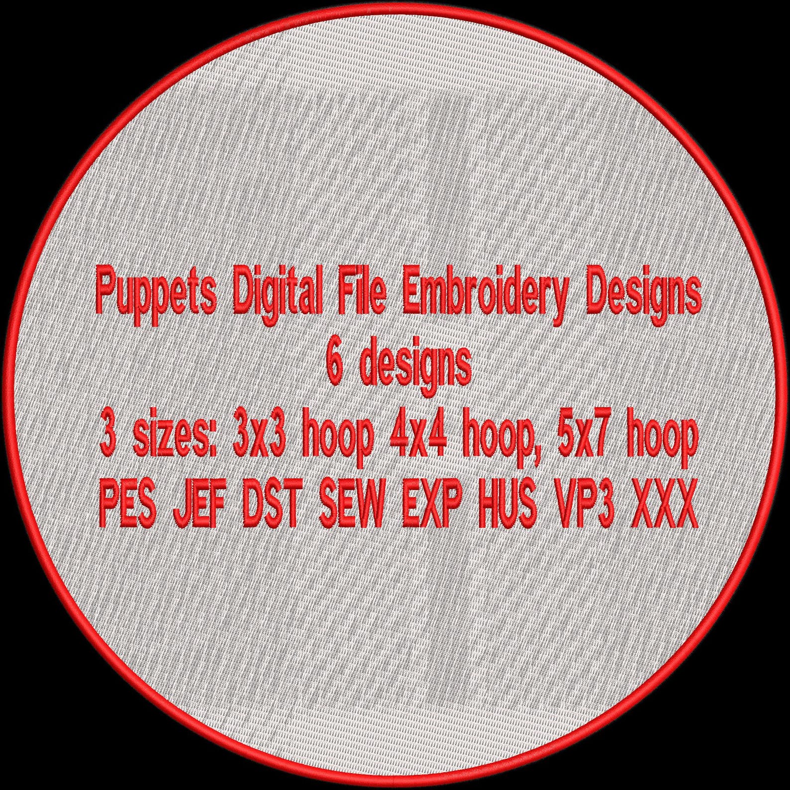 6 Designs Cartoons Digital File Embroidery Designs 3 SIZES 3x3 Hoop 4x4 ...
