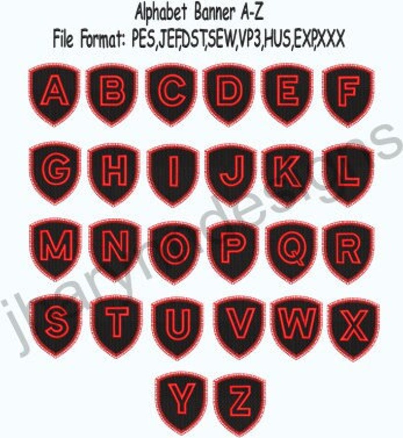 Alphabet/letters Banner Digital File Embroidery Design 1 Size 4x4 Hoop ...