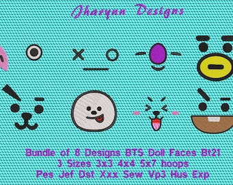BT21 Embroidery Design File Dst, Pes, Vp3, Jef, Exp - Etsy