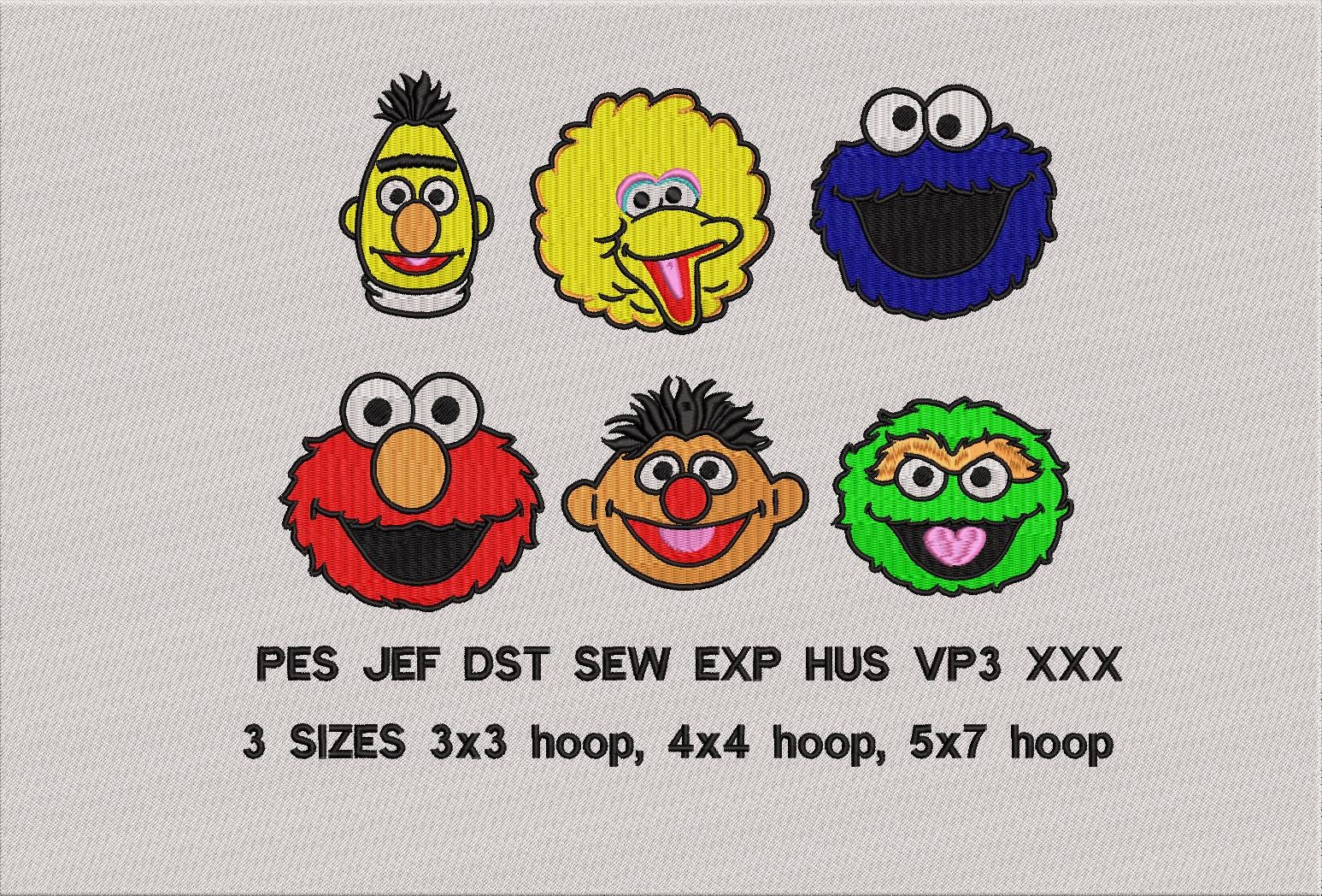 6 Designs Cartoons Digital File Embroidery Designs 3 SIZES 3x3 Hoop 4x4 ...