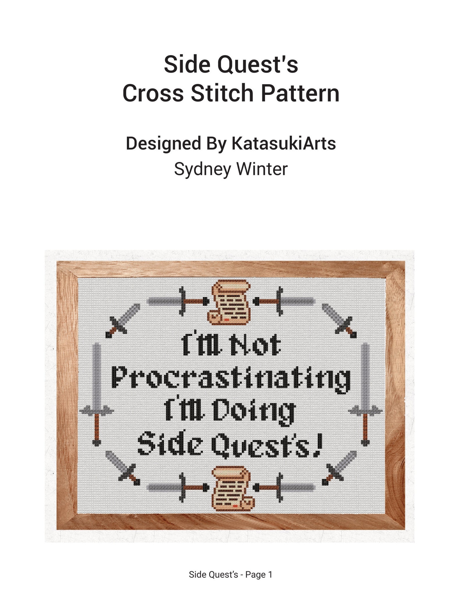 I'm Not Procrastinating, I'm Doing Side Quests Cross Stitch Pattern ...