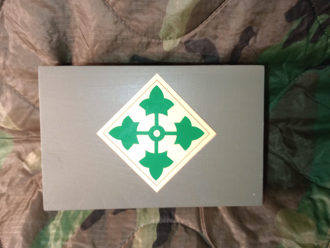 Wood US ARMY 4th ID Insignia Trinket Box - Etsy