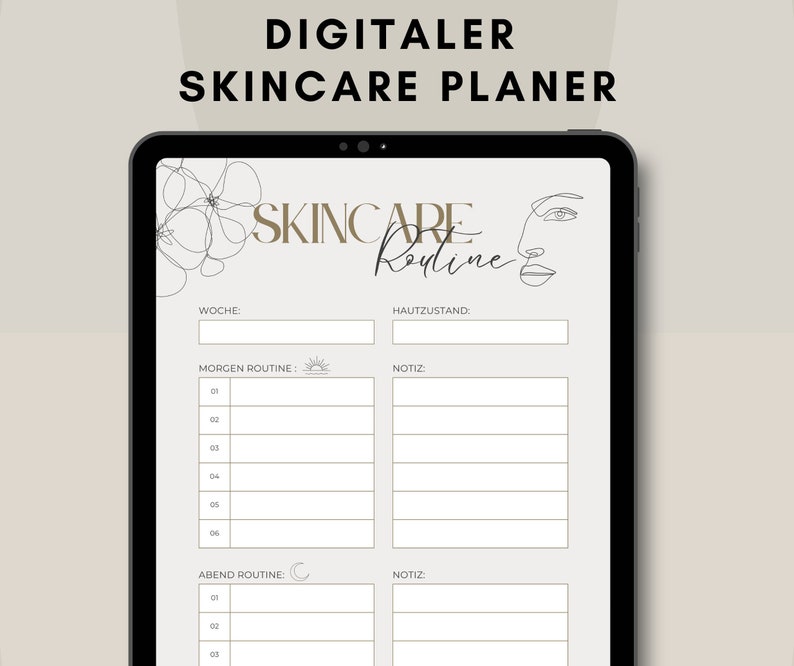 Skincare Routine Planer Printable, Beauty Planner, Tagesplaner in German - Etsy