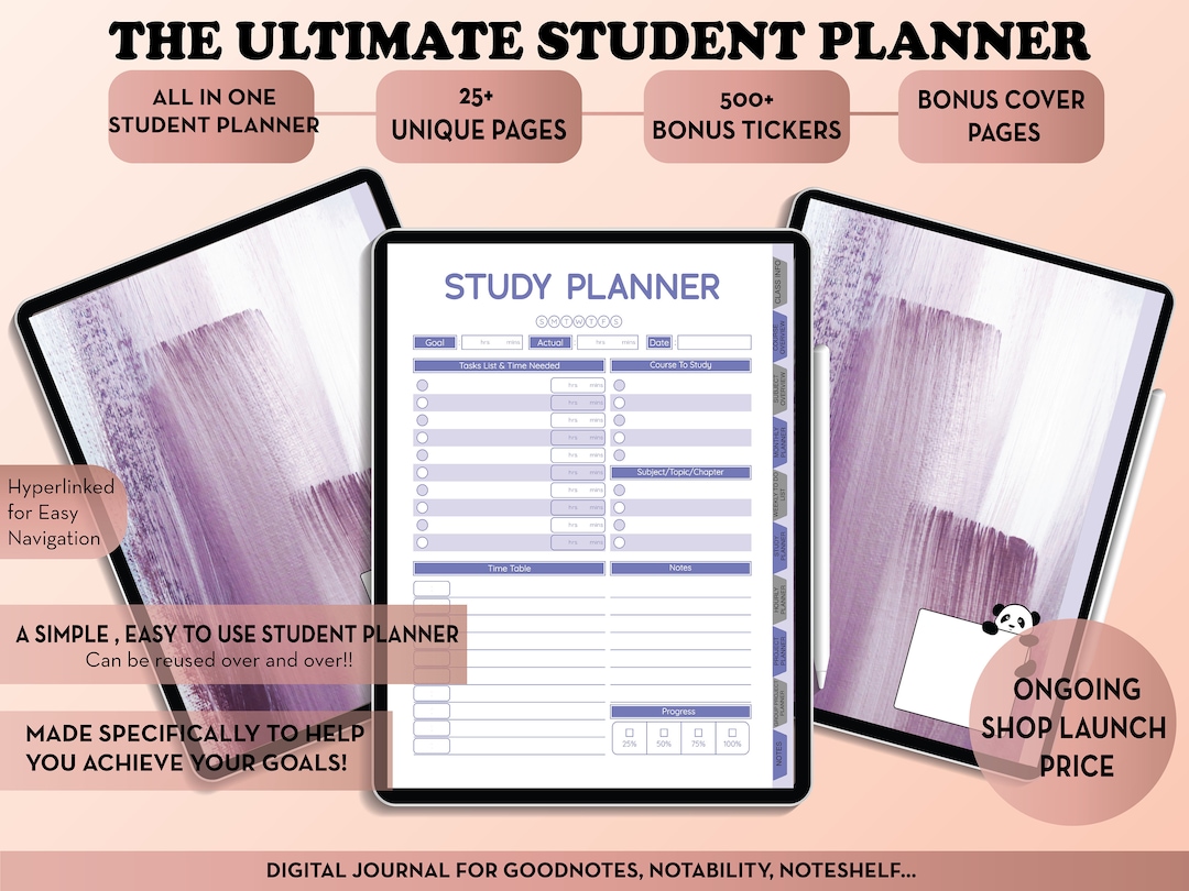 Undated Student Digital Planner Goodnotes, Academic Planner, Portrait ...