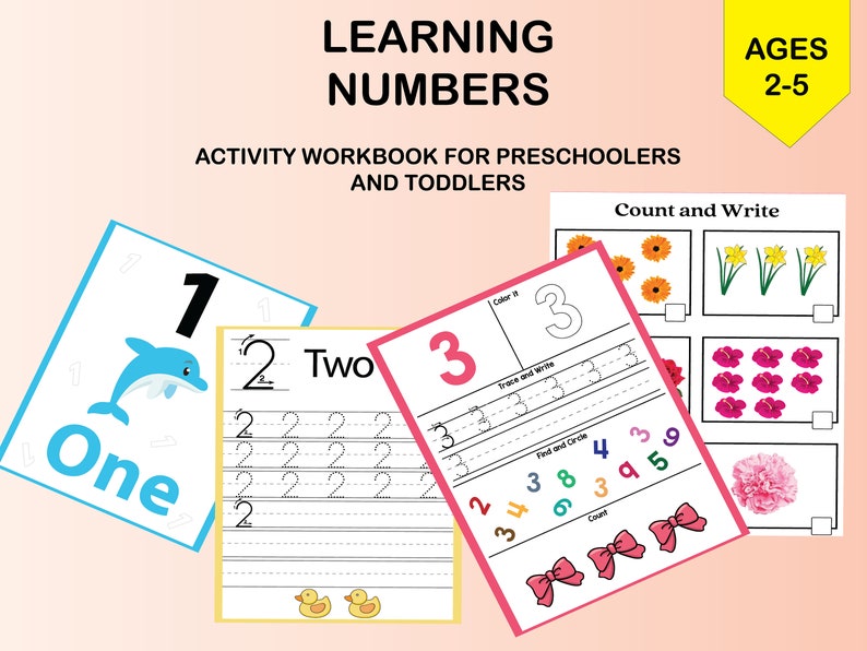 Learning Numbers Activity Printables for Preschoolers and - Etsy