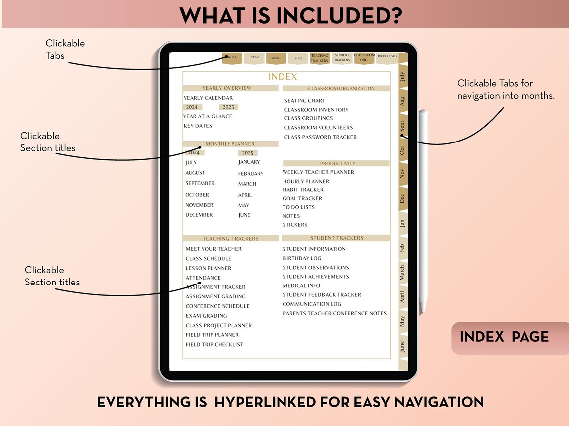 Digital Teacher Planner 2024-2025, Lesson Planner Goodnotes, Academic ...