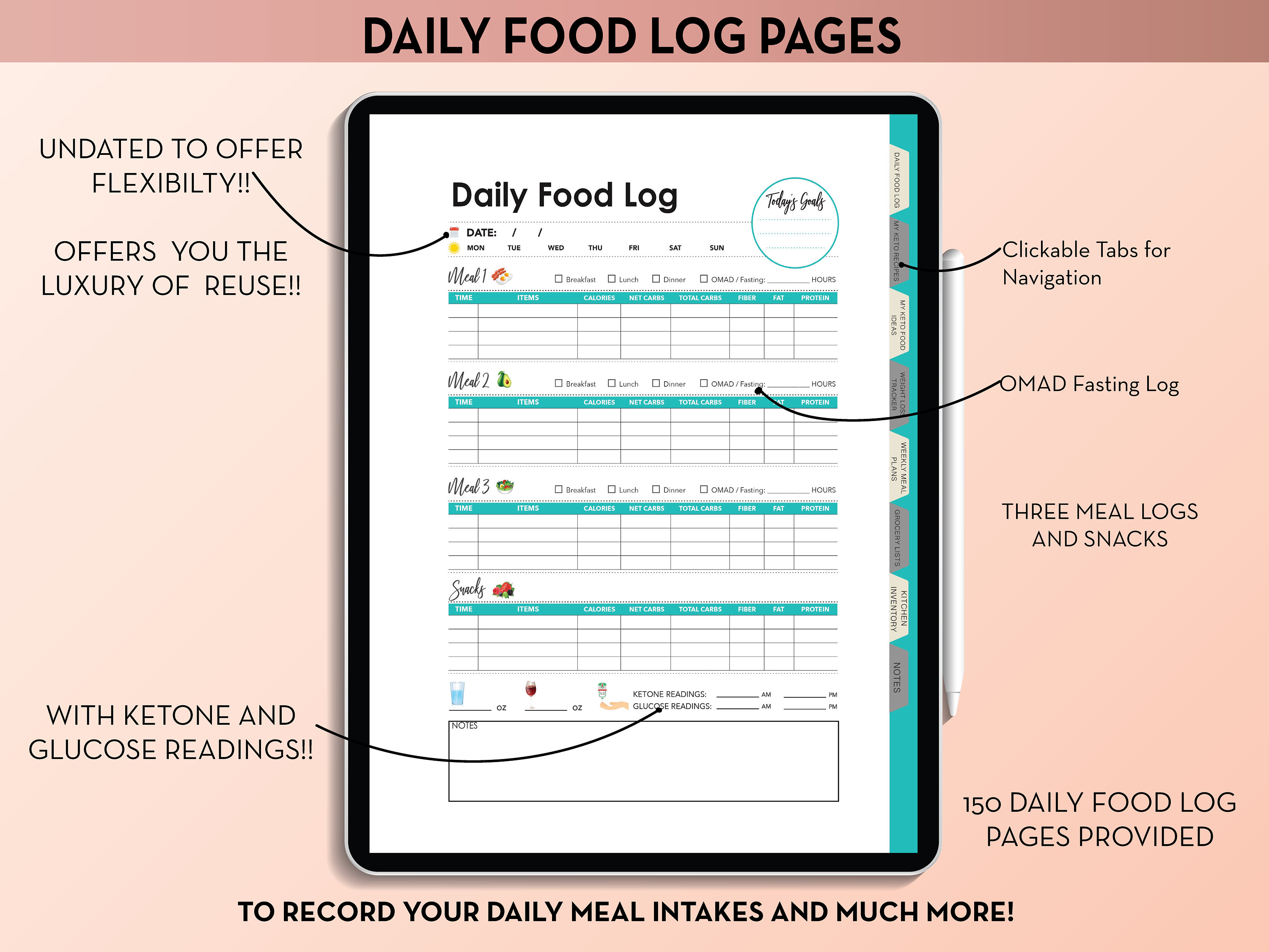 Digital Keto Planner, Digital Planner for Goodnotes, Xodo, Ketogenic ...