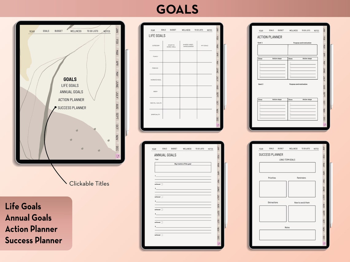Undated Goodnotes Planner, Monthly Digital Planner, Goodnotes Template ...