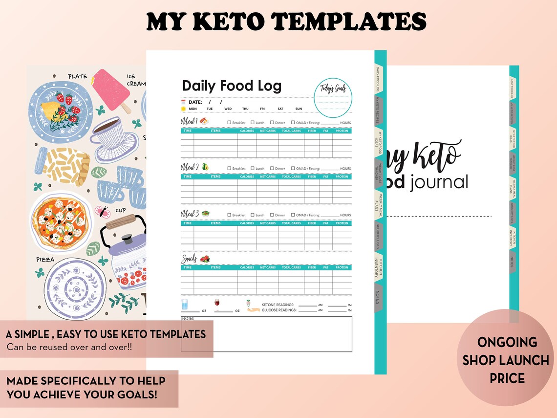 Keto Planner Printables, Ketogenic Diet Templates, Keto Inserts, Keto ...