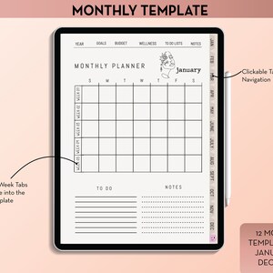 Undated Goodnotes Planner, Monthly Digital Planner, Goodnotes Template ...