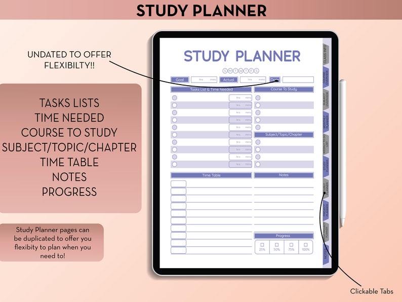 Undated Digital Student Planner, Goodnotes Academic Planner (PDF) - Etsy