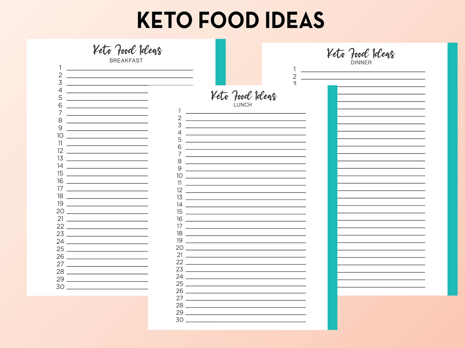 Keto Planner Printables, Ketogenic Diet Templates, Keto Inserts, Keto ...
