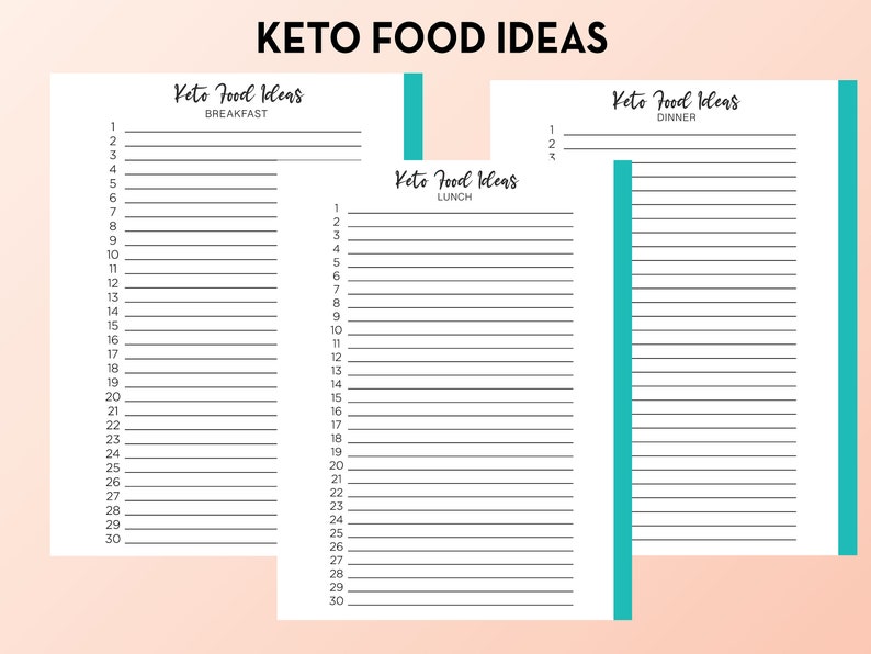Keto Planner Printables, Ketogenic Diet Templates, Keto Inserts, Keto ...