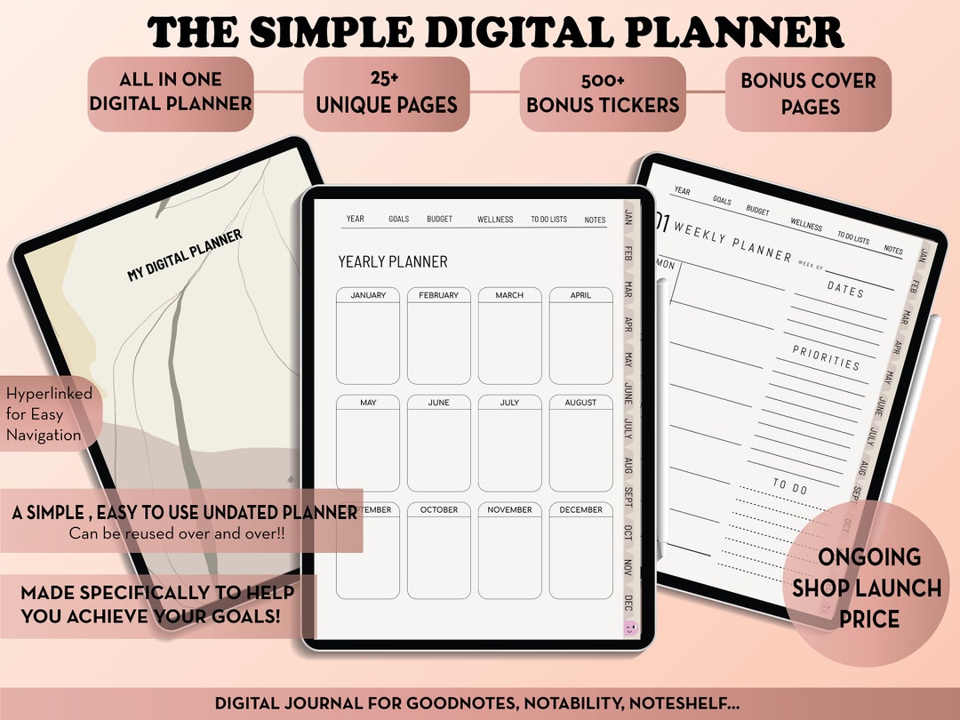 Undated Goodnotes Planner, Monthly Digital Planner, Goodnotes Template ...