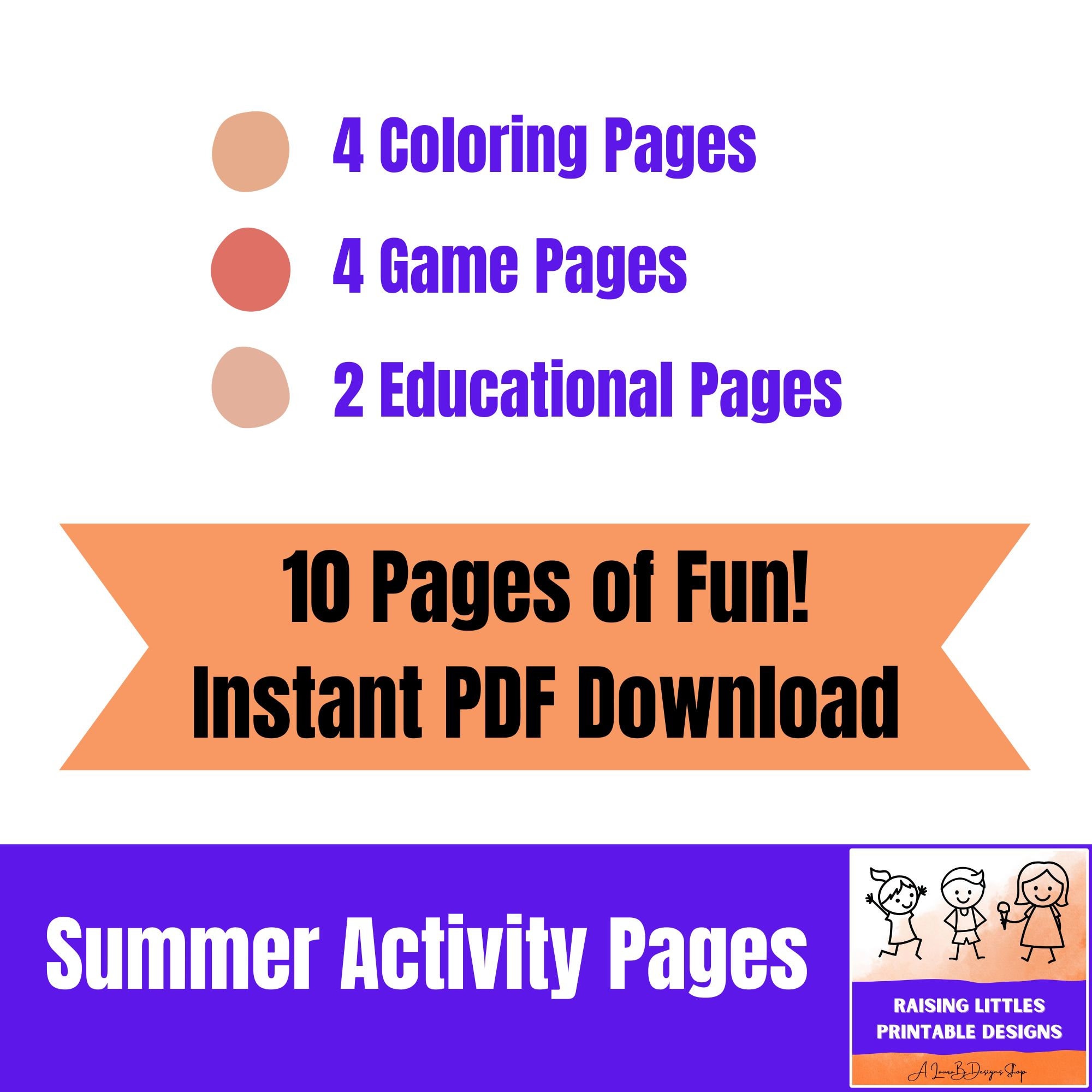 Kids' Summer Activity Pages - Etsy