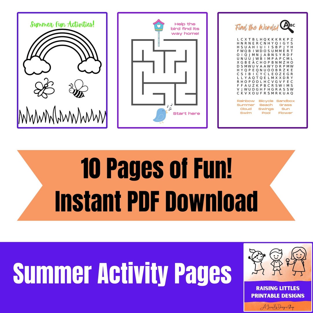 Kids' Summer Activity Pages - Etsy